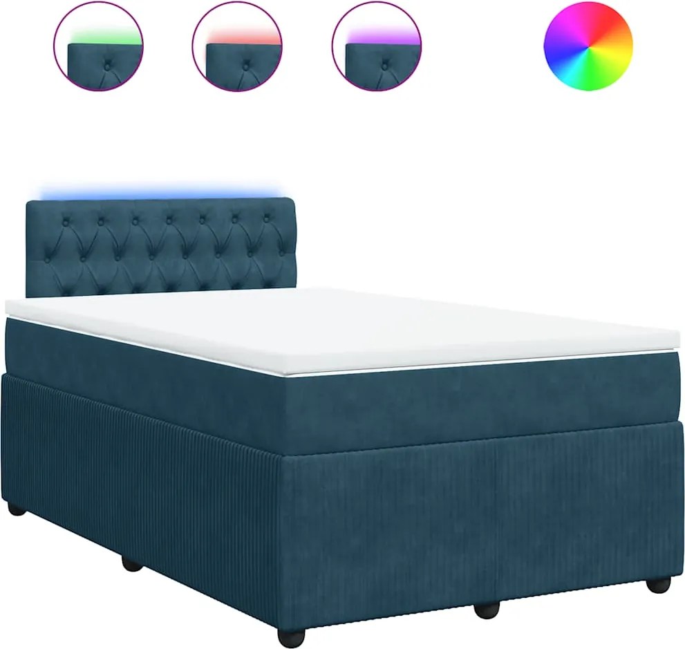 Box spring postel s matrací modrá 120 x 190 cm samet 3289996