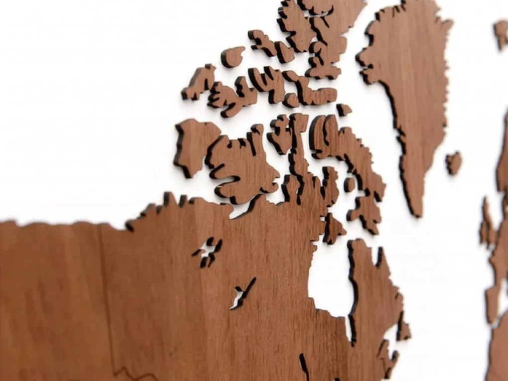 Dřevěná mapa světa Premium Timber Sapeli
