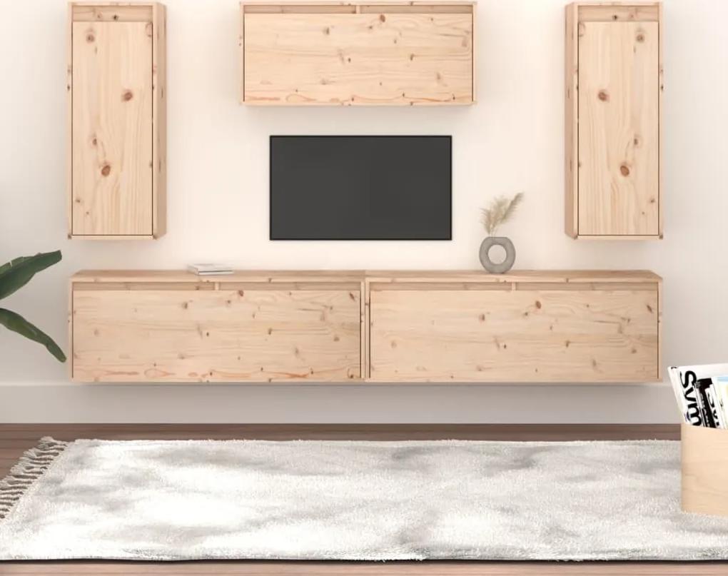 vidaXL TV skříňky 5 ks masivní borové dřevo [3100245] Barva: Černá
