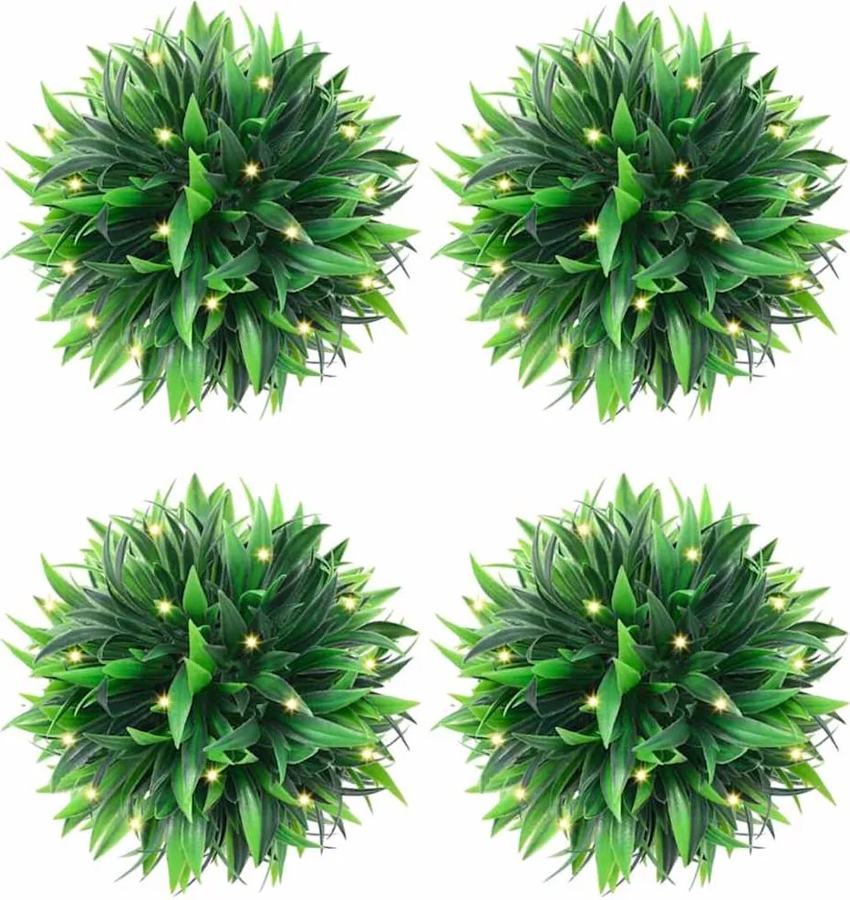 Umělé buxus koule s LED světly 4 ks zelené 15 cm 3335898