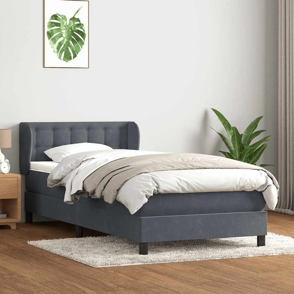 Box spring postel s matrací tmavě šedá 80x220 cm samet 3317884