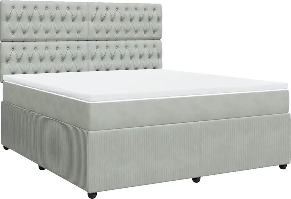Box spring postel s matrací světle šedá 180x200 cm samet 3294712