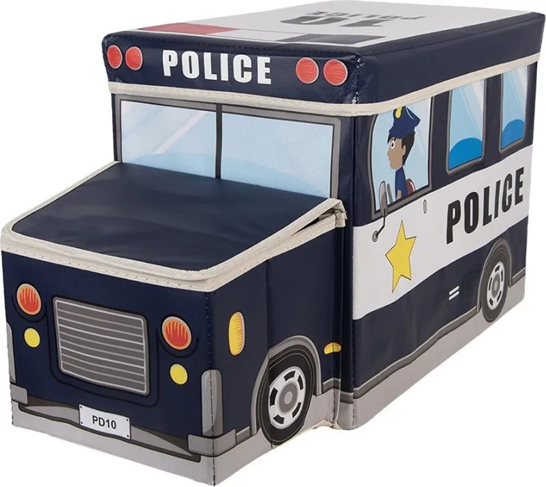 Černá úložná krabice – Policejní auto - 55*32*28 cm