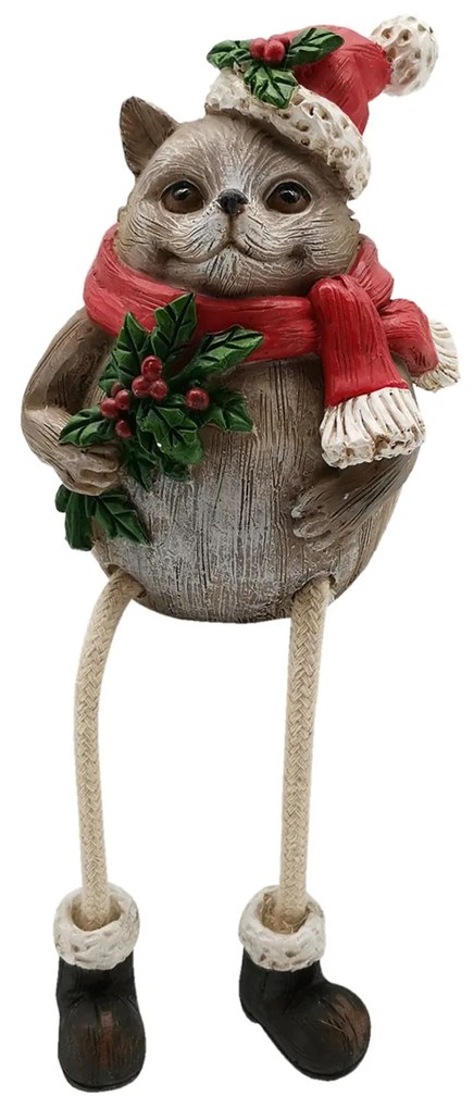 Vánoční dekorativní soška ježka v čepici - 9*7*12 cm
