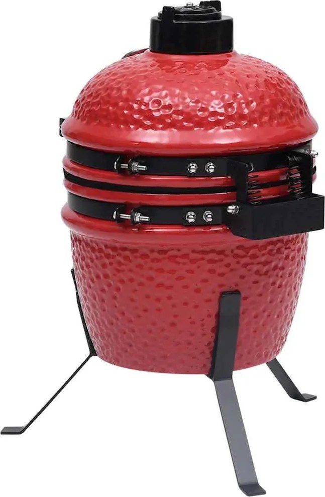 Zahradní gril a udírna 2 v 1 Kamado keramický 56 cm červený 316095