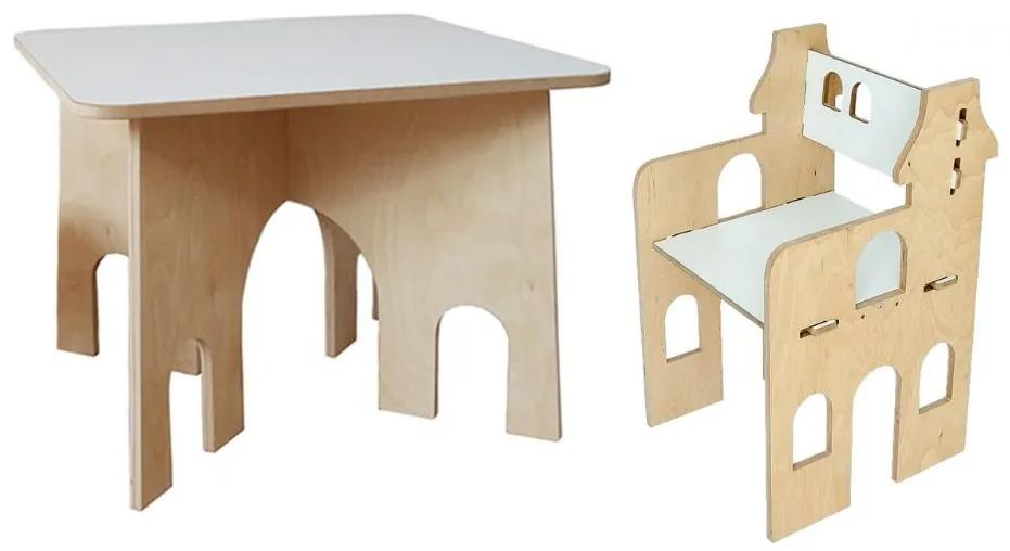 Myminihome Dětský stůl RONDO + dětská židle se skluzavkou Zvolte barvu: Béžová, Zvolte variantu: S jednou židlí