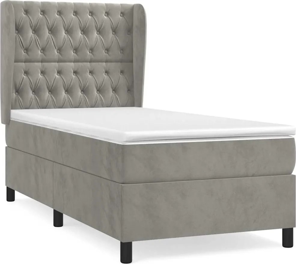 Box spring postel s matrací světle šedá 80 x 200 cm samet 3129357