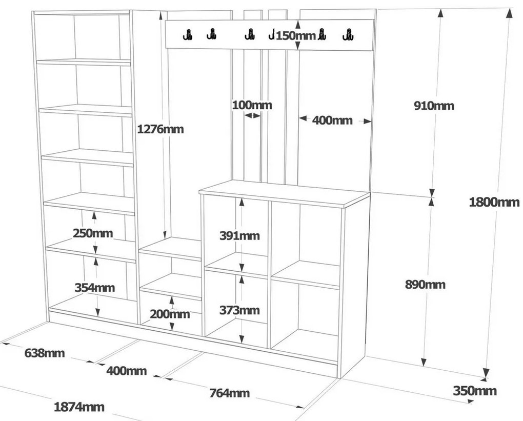 Předsíňová sestava Dane Anthracite and Atlantic Pine