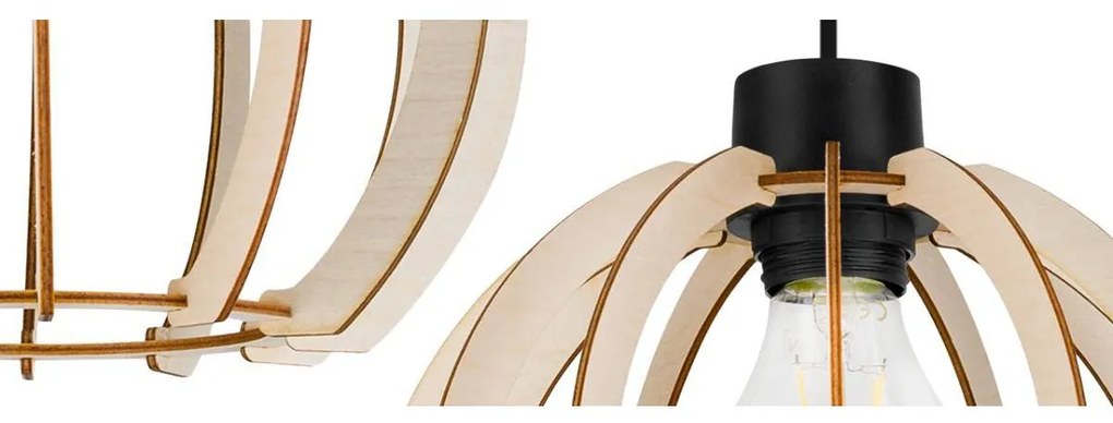 Závěsné svítidlo Timber Spider 9, 1x dřevěné stínítko