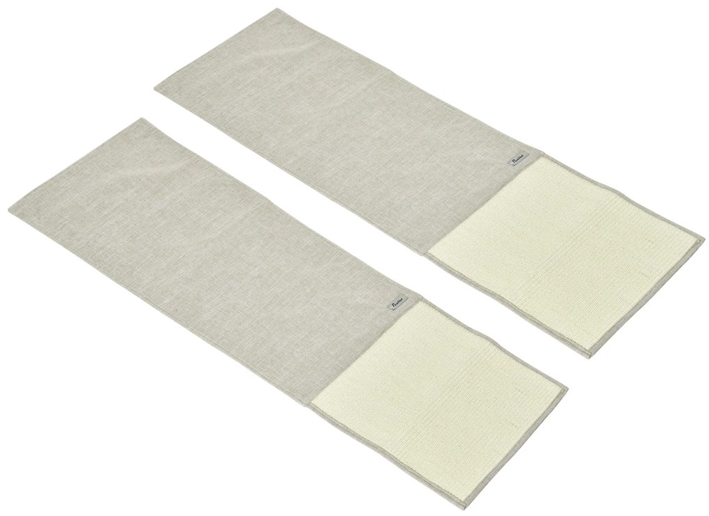 PawHut sada 2 škrabadel na pohovku pro kočky, sisalový škrabací koberec, béžová+šedá, 130x45x0,3cm, na křeslo a pohovku| Aosom