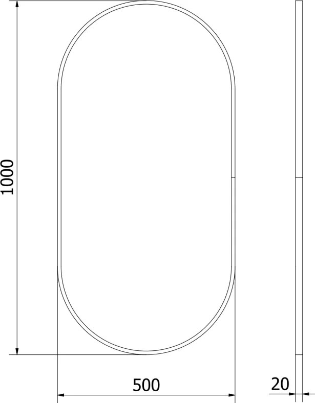 Mexen Loft, oválné koupelnové zrcadlo 100 x 50 cm, barva rámu černá matná, 9851-100-050-000-70