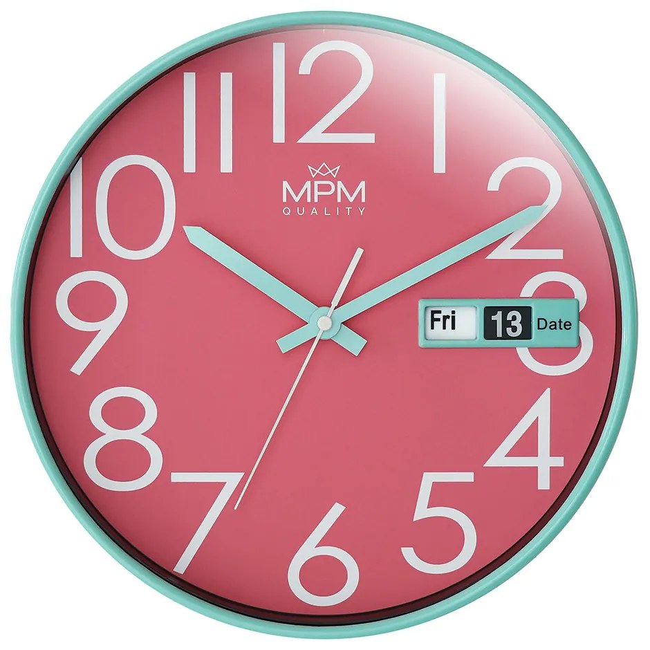 MPM Nástěnné hodiny MPM Date Style v elegantním provedení s velkými arabskými číslicemi  E01.4301.0023