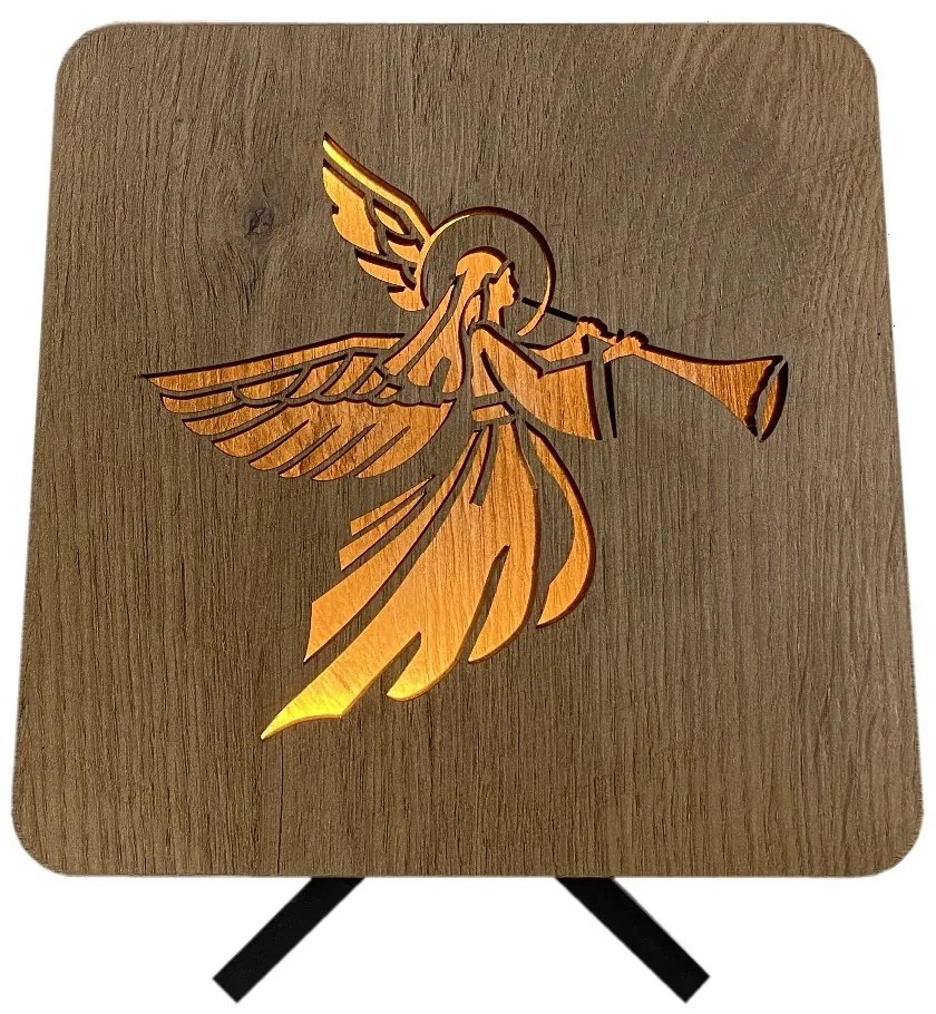 Li-Go "Anděl s flétnou" lampa 19x19cm provedení povrchu: dub světlý