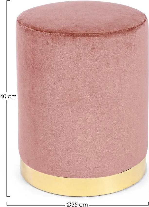 Tmavě růžový sametový taburet Lucilla – Yes Everyday