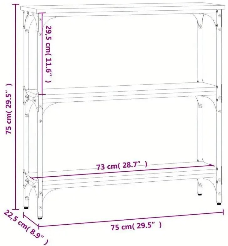 Konzolový stolek, kov, dřevo, černá, šedá, NoBi LOMIR
