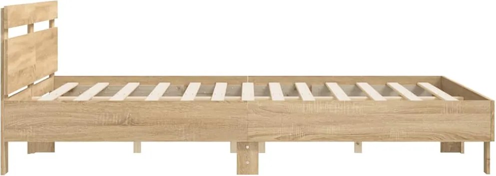 Rám postele s čelem dub sonoma 200 x 200 cm kompozitní dřevo 3207394