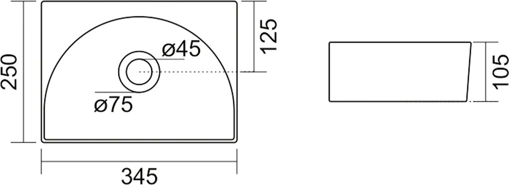 Aqualine Aqualine, RUBIC keramické umyvadlo 34x25cm, bílá, NP452