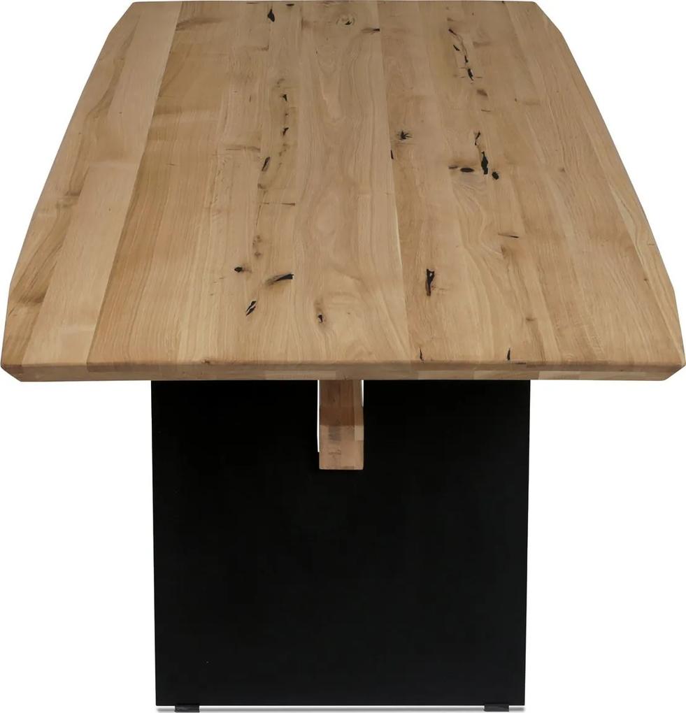 Autronic Stůl jídelní, 200x100 cm,masiv dub, zkosená hrana, kovová noha, černý lak DS-M200 DUB