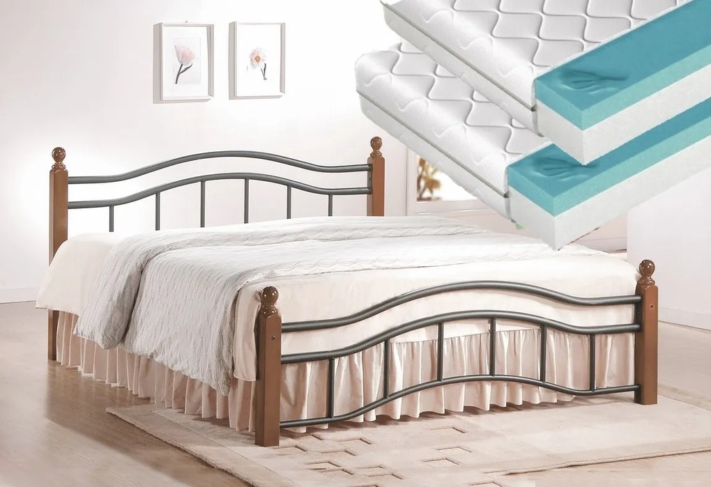 Casarredo Manželská postel 180x200 cm v klasickém stylu s roštem a matracemi KN368