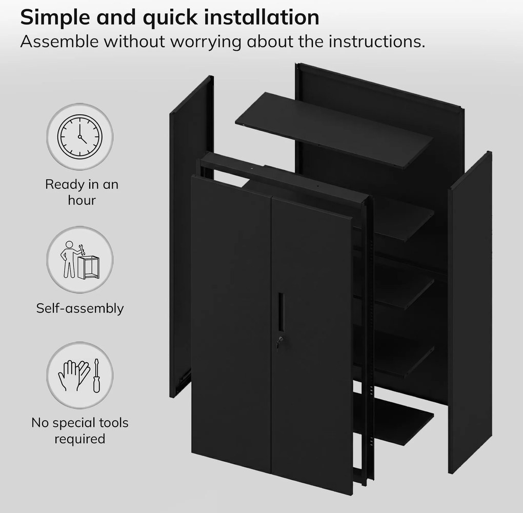 Megan Czarny - szuflada na dokumenty 195cm