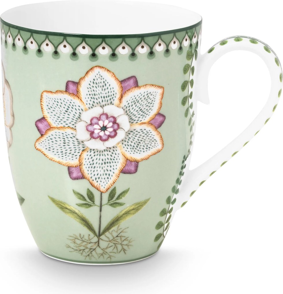 Pip Studio Lily & Lotus hrnek 350ml, zelený (Porcelánový hrnek)