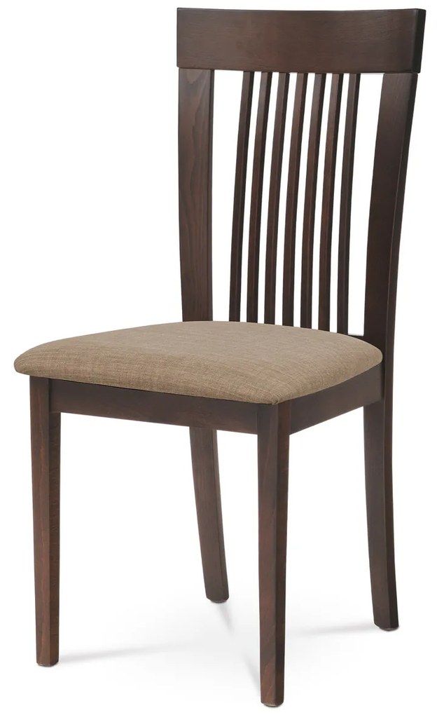 AUTRONIC Jídelní židle, masiv buk, barva ořech, látkový béžový potah BC-3940 WAL