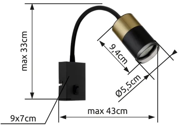 Globo 57850W - Nástěnné bodové svítidlo BRISBON 1xGU10/25W/230V černá/zlatá