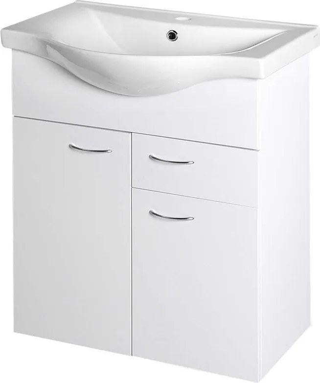 Aqualine Aqualine, KERAMIA FRESH umyvadlová skříňka, 1 zásuvka, 60,6x74x33,7cm, bílá, 50064A