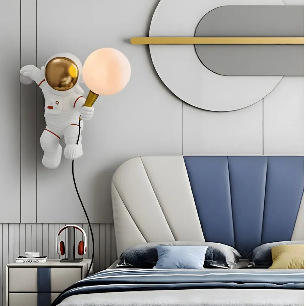 Toolight Moderní nástěnné LED osvětlení D39 Kosmonaut APP1804-1W bílé/zlaté