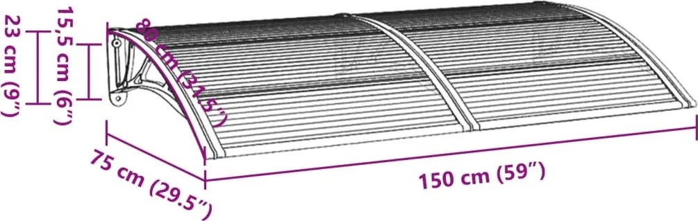 vidaXL Vchodová stříška černá a průhledná 300 x 75 cm polykarbonát [153578]