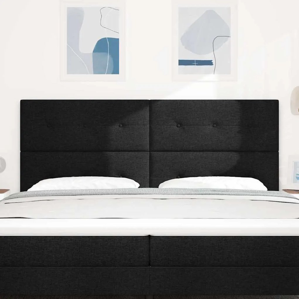 Výškově nastavitelné čelo postele s čelo Černý 200 cm textil 3337862