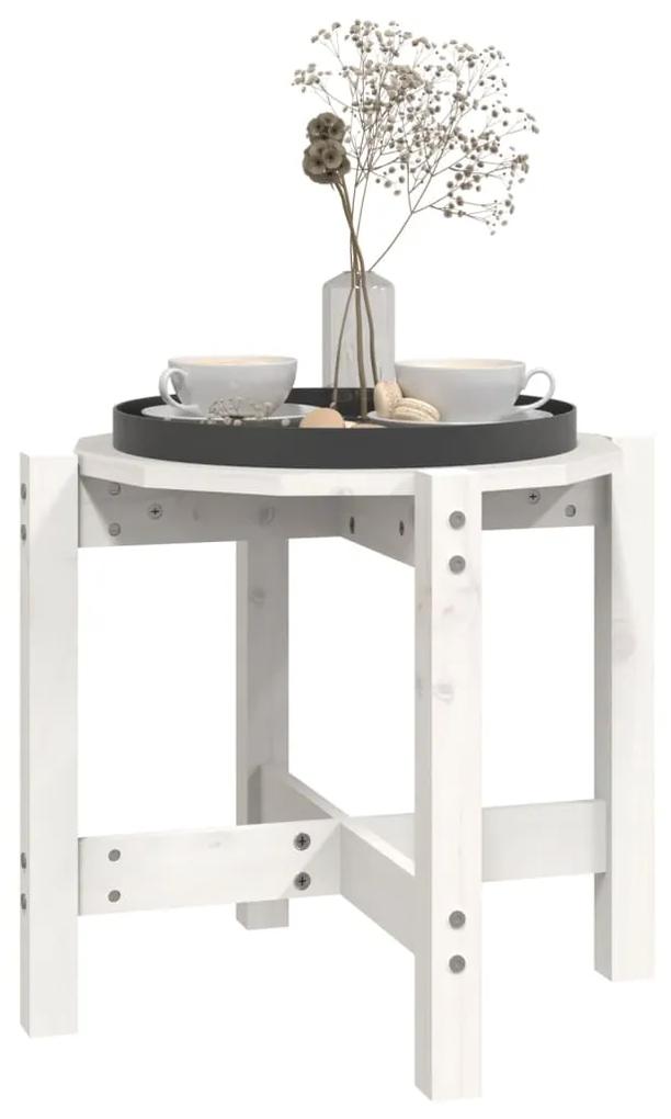 Konferenční stolek bílý Ø 52,5 x 45 cm masivní borové dřevo - Default Title