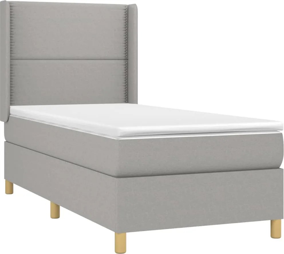Box spring postel s matrací a LED světle šedá 100x200 cm textil 3138773