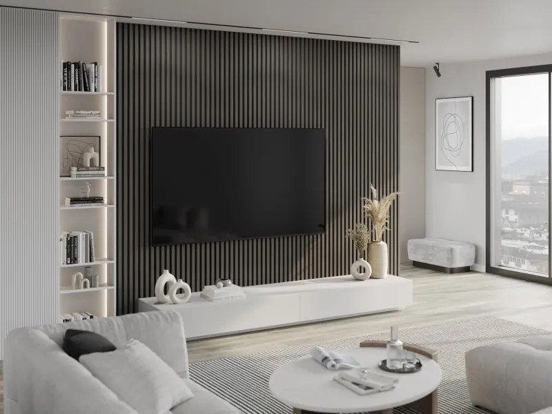 Mexen Lam-B, akustické stěnové lamely 275 × 30 cm, HDF deska 4 mm, technická dýha, dub onyxový, S100-275307-3015-010