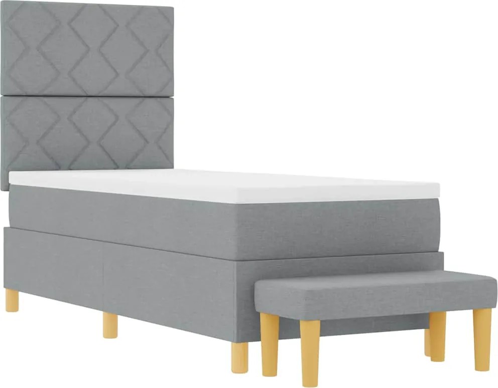 Postel s boxspringem s čelo Světle šedá 200 x 80 cm textil 3344331