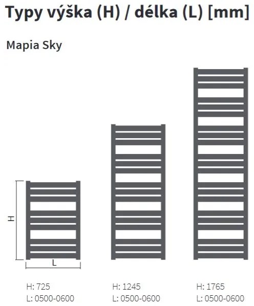 Isan Mapia Sky 1245 x 500 mm koupelnový radiátor bílý