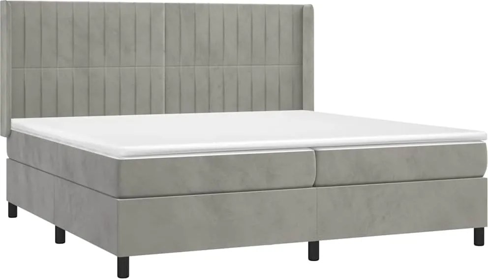 Box spring postel s matrací světle šedá 200x200 cm samet 3132819