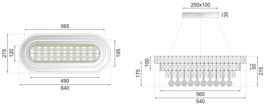 Toolight, Křišťálové závěsné stropní svítidlo LED 102W + dálkové ovládání APP417-CP, chromová, OSW-65015
