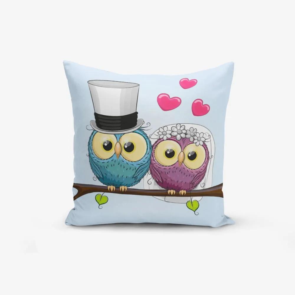Povlak na polštář s příměsí bavlny Minimalist Cushion Covers Fall In Love Owls, 45 x 45 cm