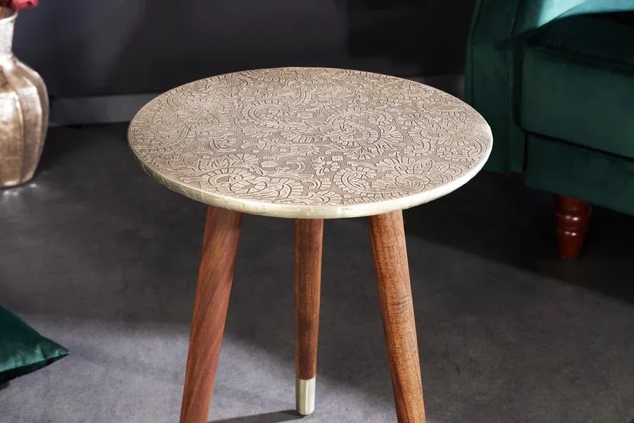 Designový odkládací stolek Hadelinde 50 cm antik stříbrný