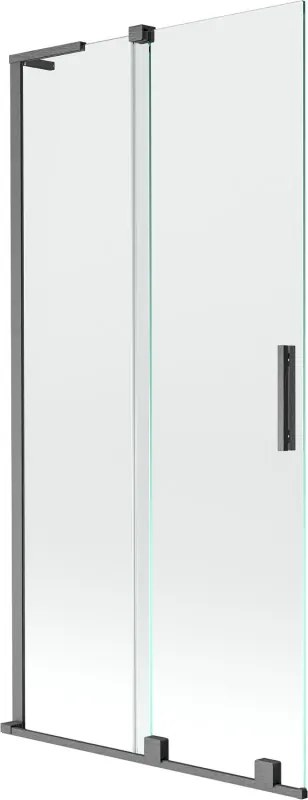 Mexen Velar L, 2-křídlová posuvná vanová zástěna 95 x 150 cm, 8mm čiré sklo, broušený grafit, 896-095-003-01-66