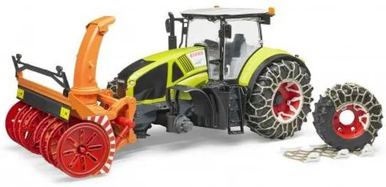 Bruder 03017 Traktor Claas Axion 950 se sněhovými řetězy a frézou