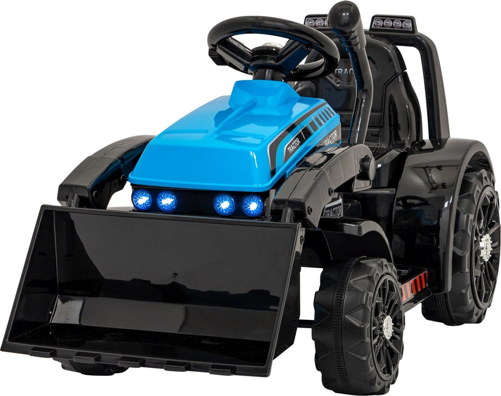 Ramiz Traktor buldozer G320 pro nejmenší děti modrý + pohyblivá lžíce + melodie + klakson + LED světla