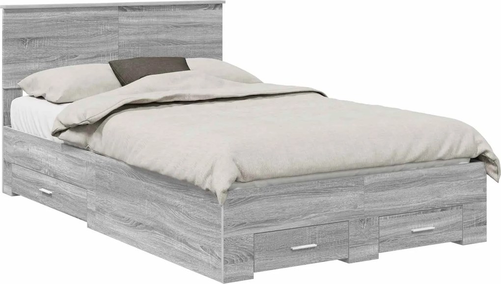Rám postele s čelo Šedý Sonoma 120 x 190 cm Kompozitní dřevo 3410927