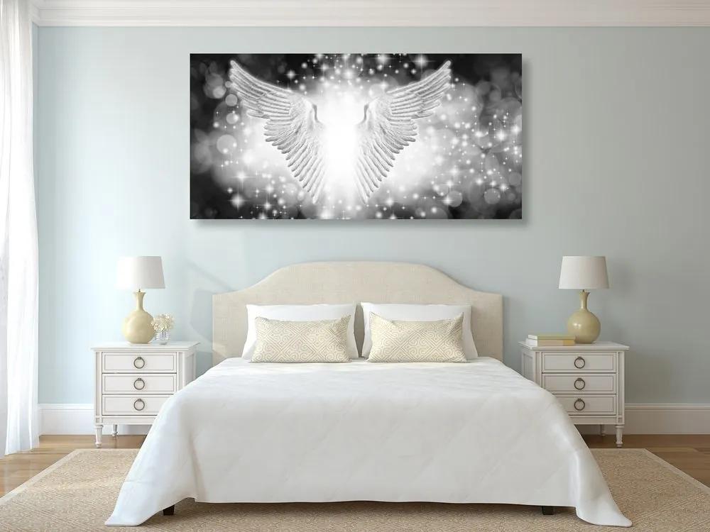 Obraz černobílé křídla s abstraktními prvky - 120x60 cm