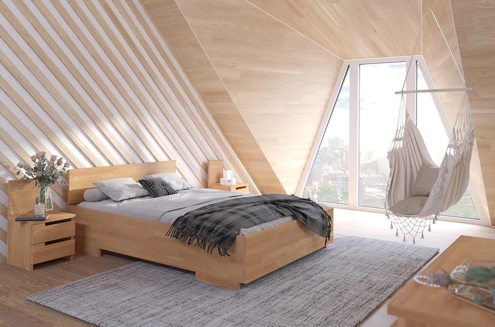 Prodloužená postel s úložným prostorem Bergman - buk   ,  120x220 cm