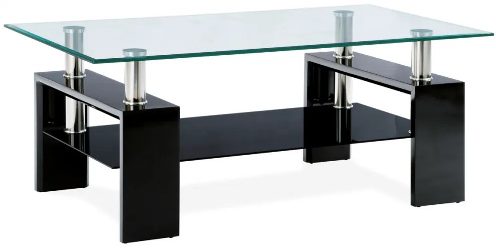 Konferenční stolek VALLO – sklo, černá, 110×60×45