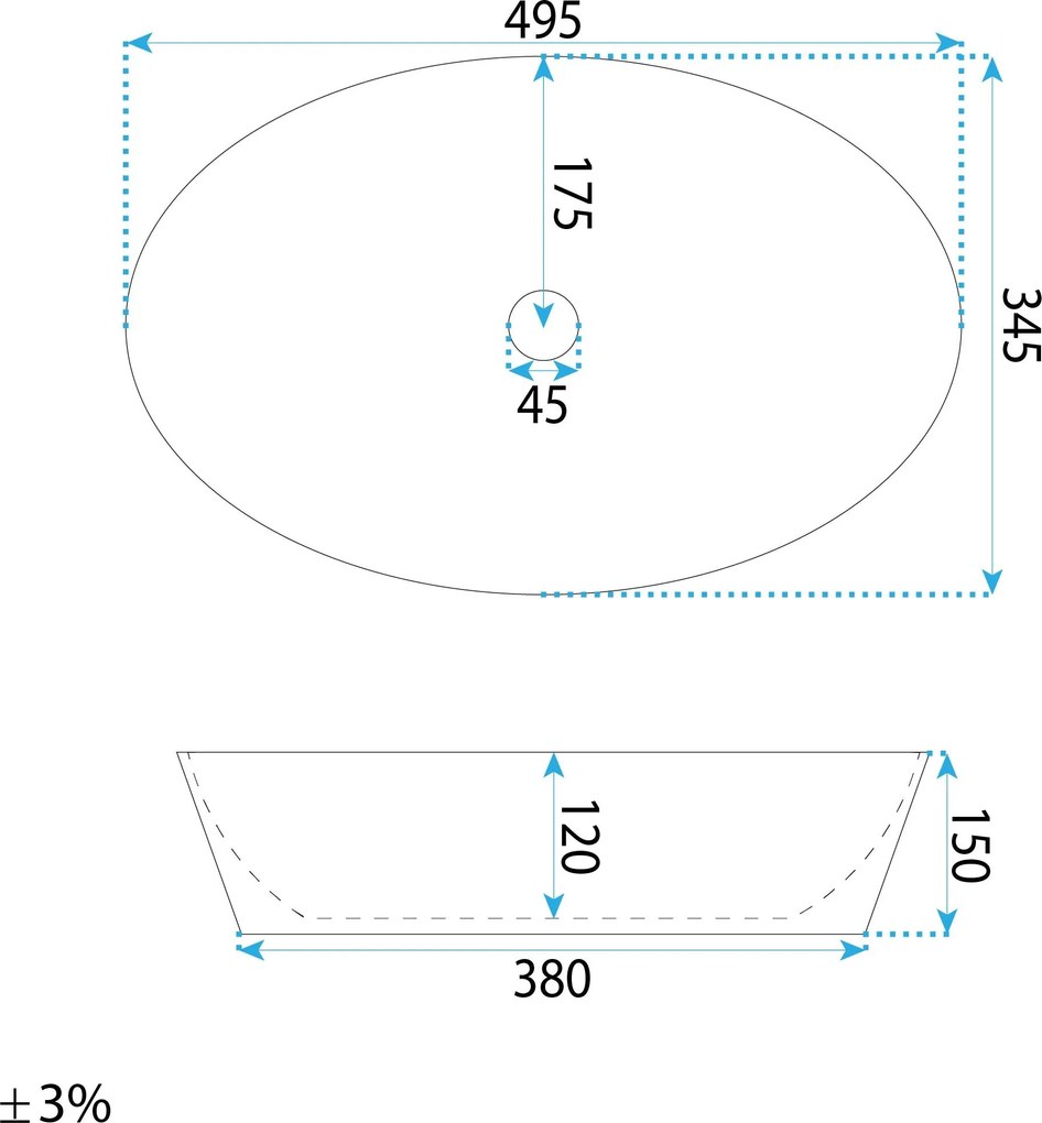 Rea Astoria, umyvadlo na desku 409x340x150 mm, bílá lesklá, REA-U0641