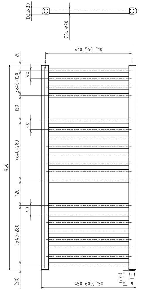 Aqualine, DIRECT-E elektrické topné těleso, rovné, 450x960 mm, 300W, bílá, ILE94T