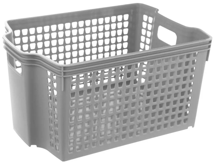 Orion Košík, úložný box STACK, stohovatelný, šedý (L - 28x19,5x14,5cm)